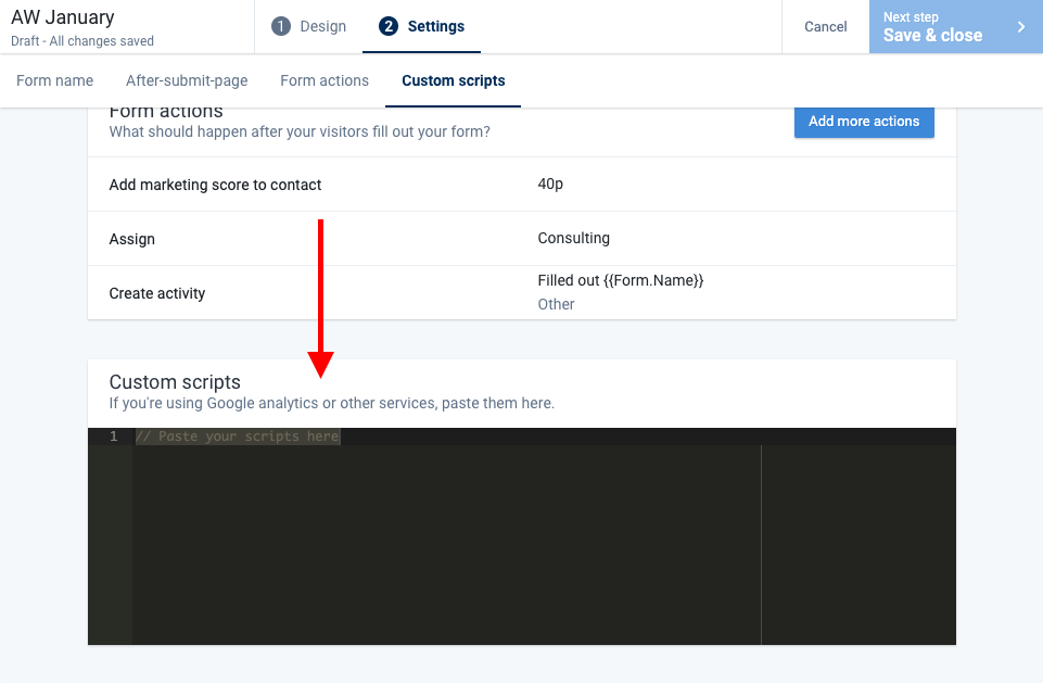 Form Settings – Upsales Help Center