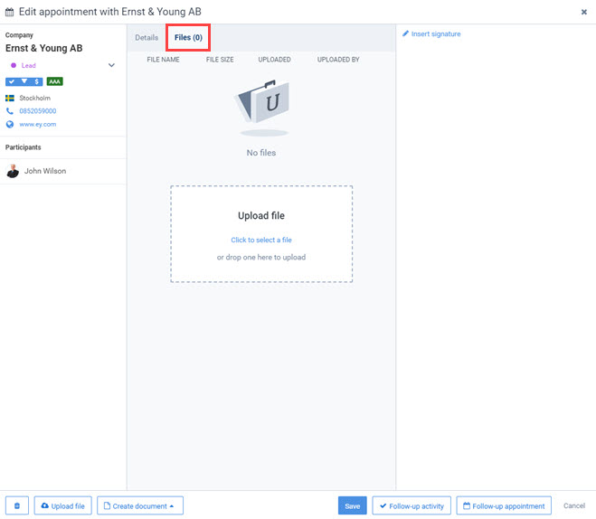 How to upload files to appointments – Upsales Help Centre